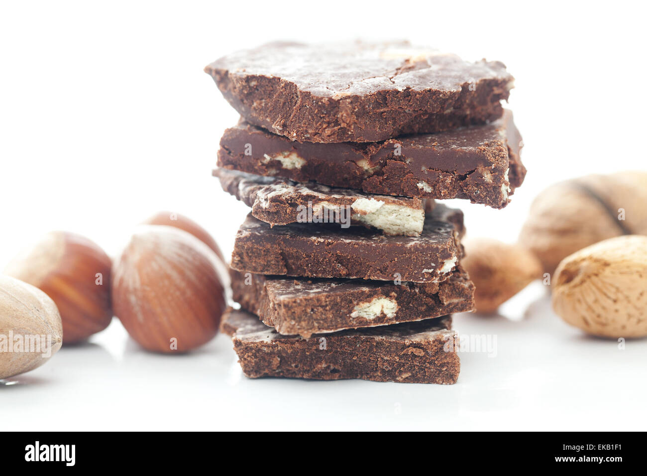 stack of chocolate and isolated on white Stock Photo - Alamy