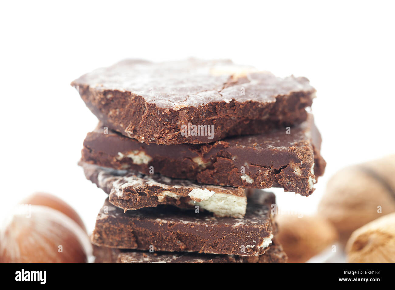 stack of chocolate and isolated on white Stock Photo - Alamy