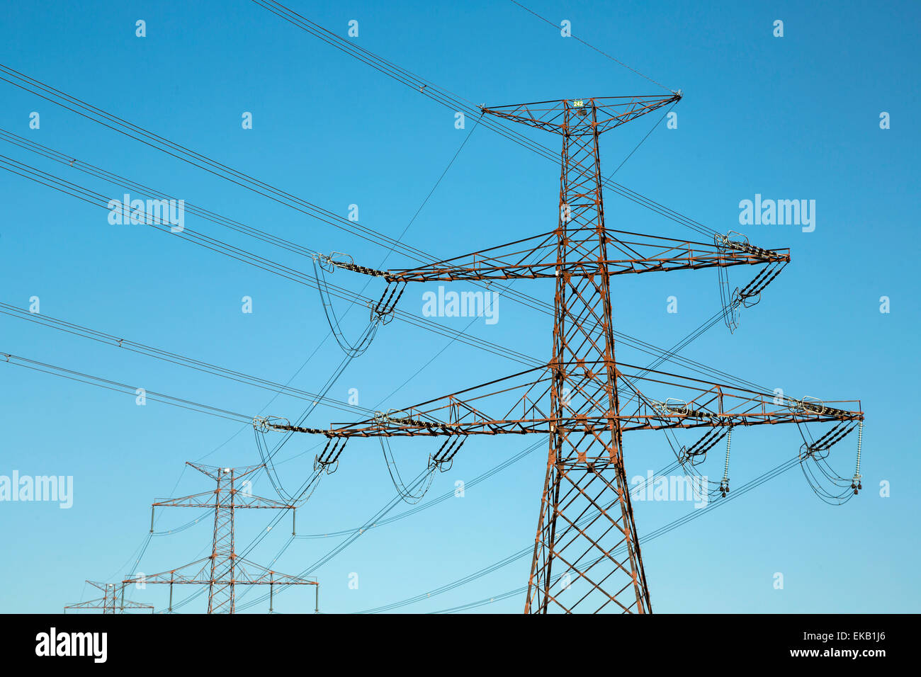 High voltage pylons, Power lines Stock Photo - Alamy