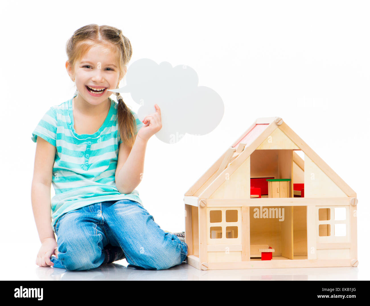 girl with a toy house Stock Photo - Alamy