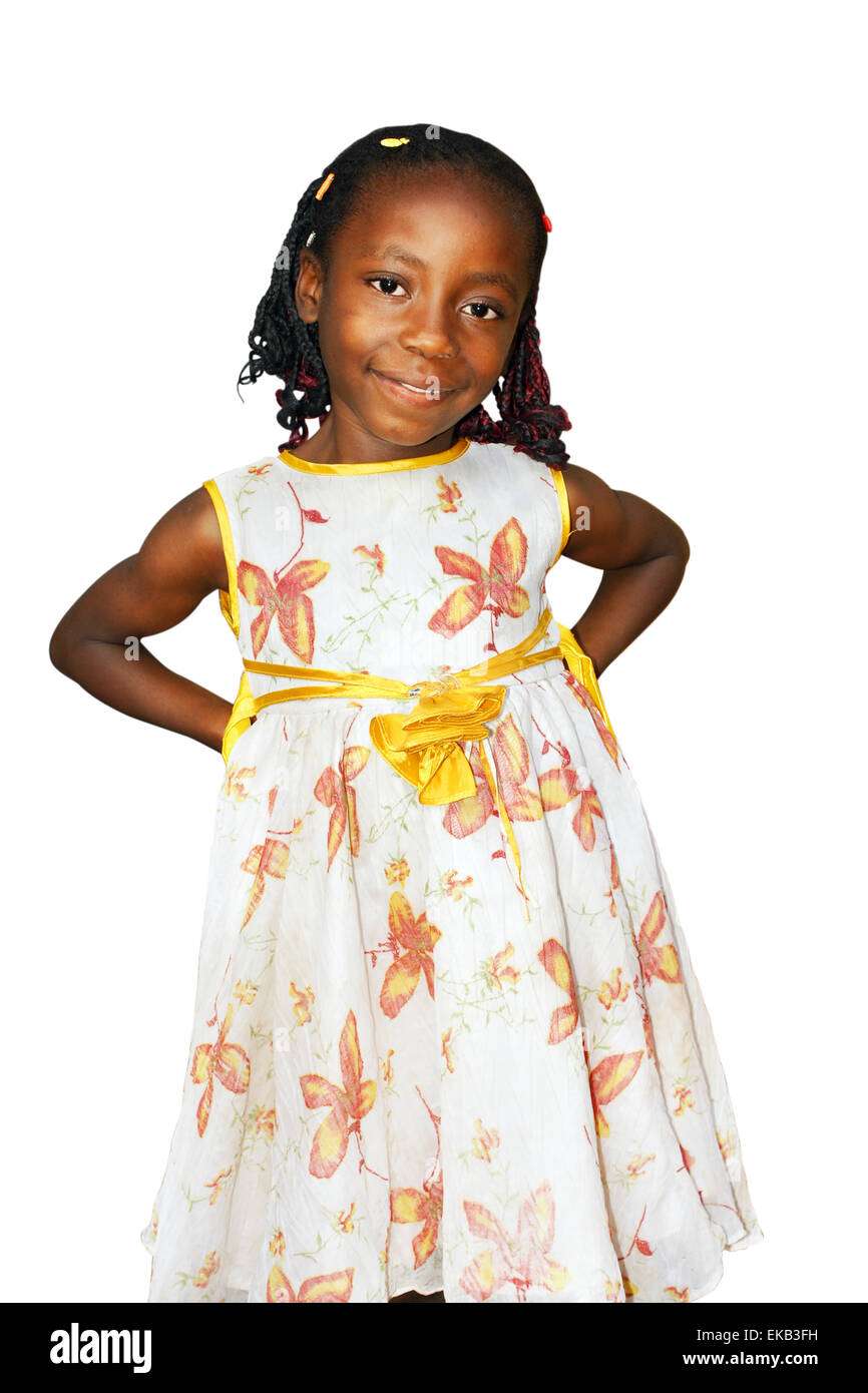 Cute African girl on white Stock Photo - Alamy