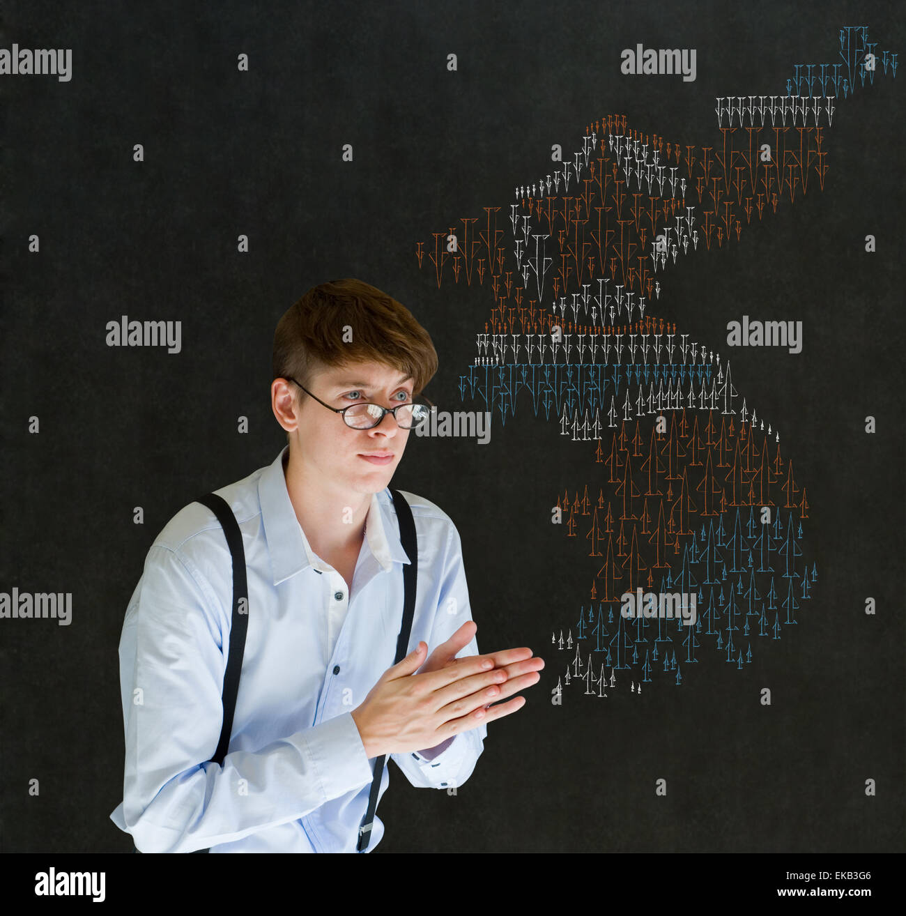 Sneaky man thinking of evil scheme with missile flag war map North and ...