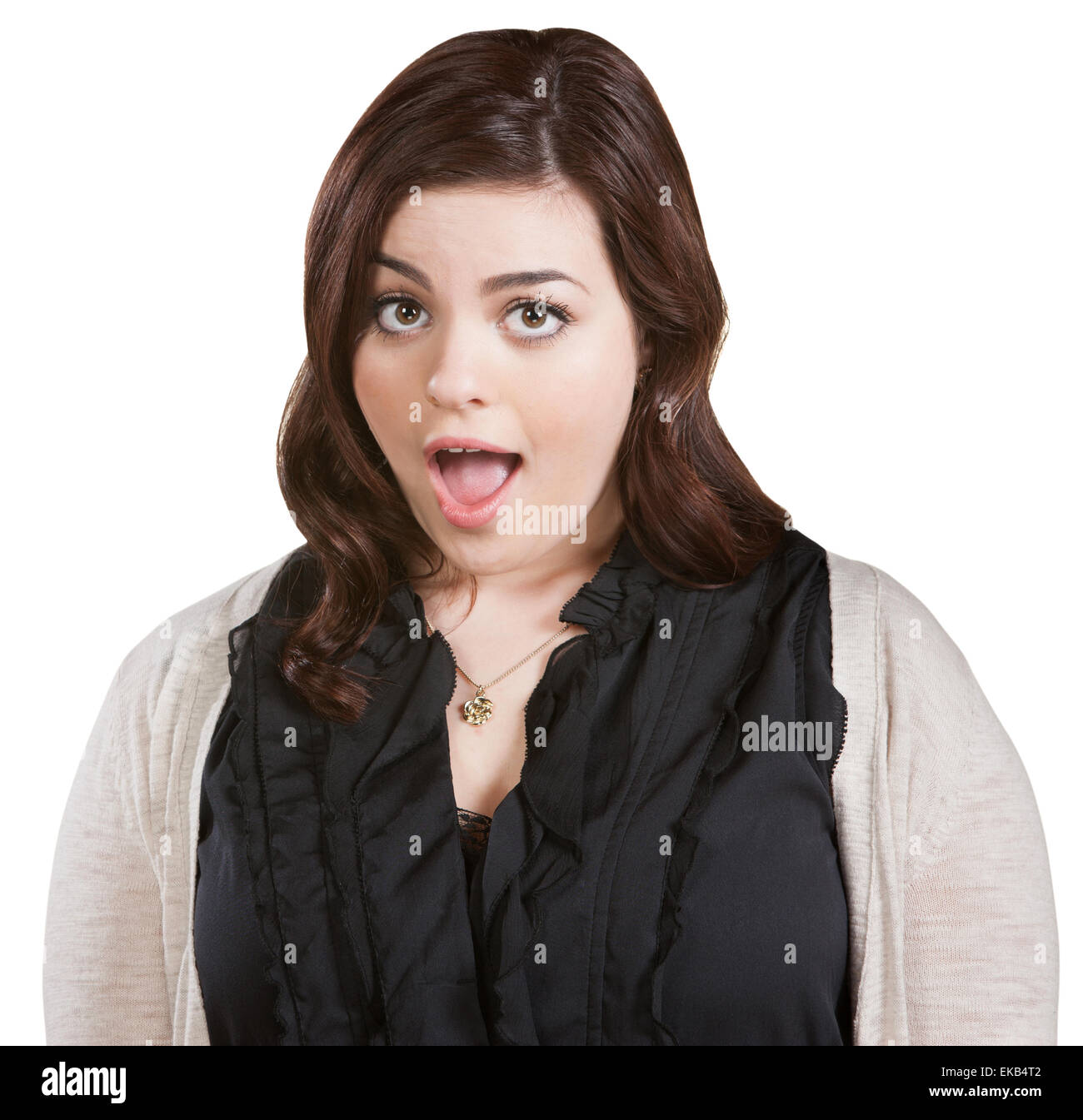 Surprised Lady in Sweater Stock Photo - Alamy