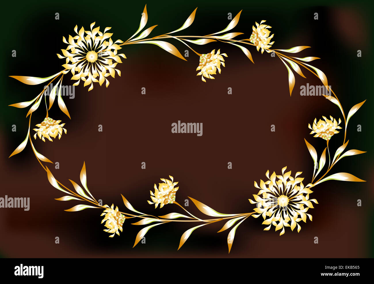 Frame with flowers in the shape of an ellipse Stock Photo - Alamy