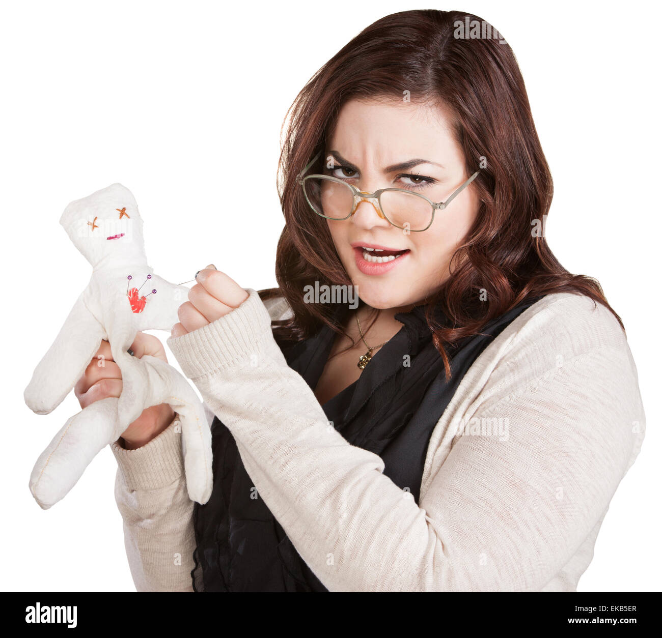 Offended Lady with Voodoo Doll Stock Photo - Alamy
