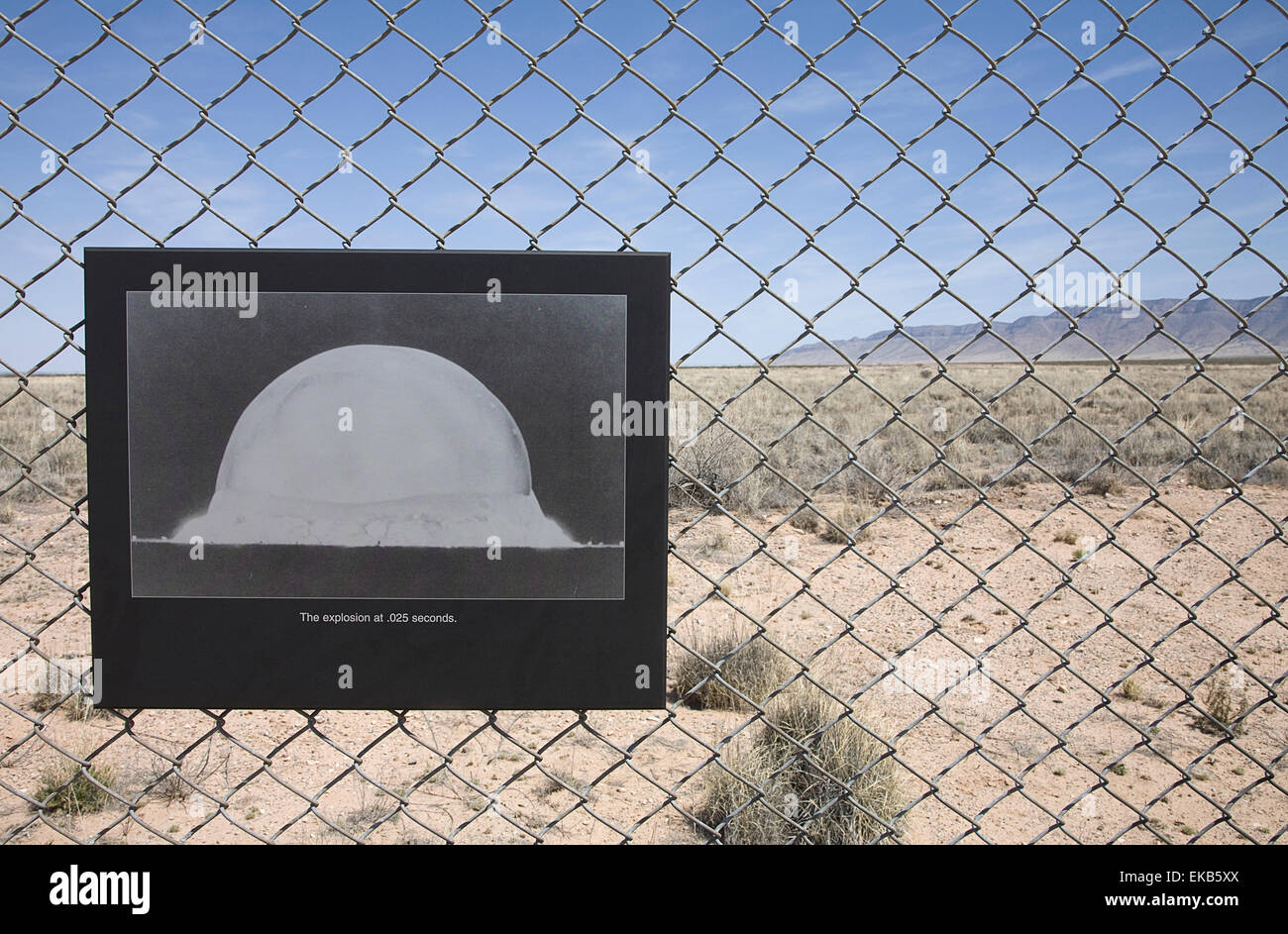 A display at the Trinity Atomic Test Site shows a photo of the ...