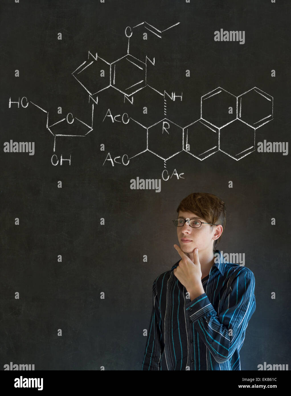 Learn science or chemistry teacher with chalk background Stock Photo ...