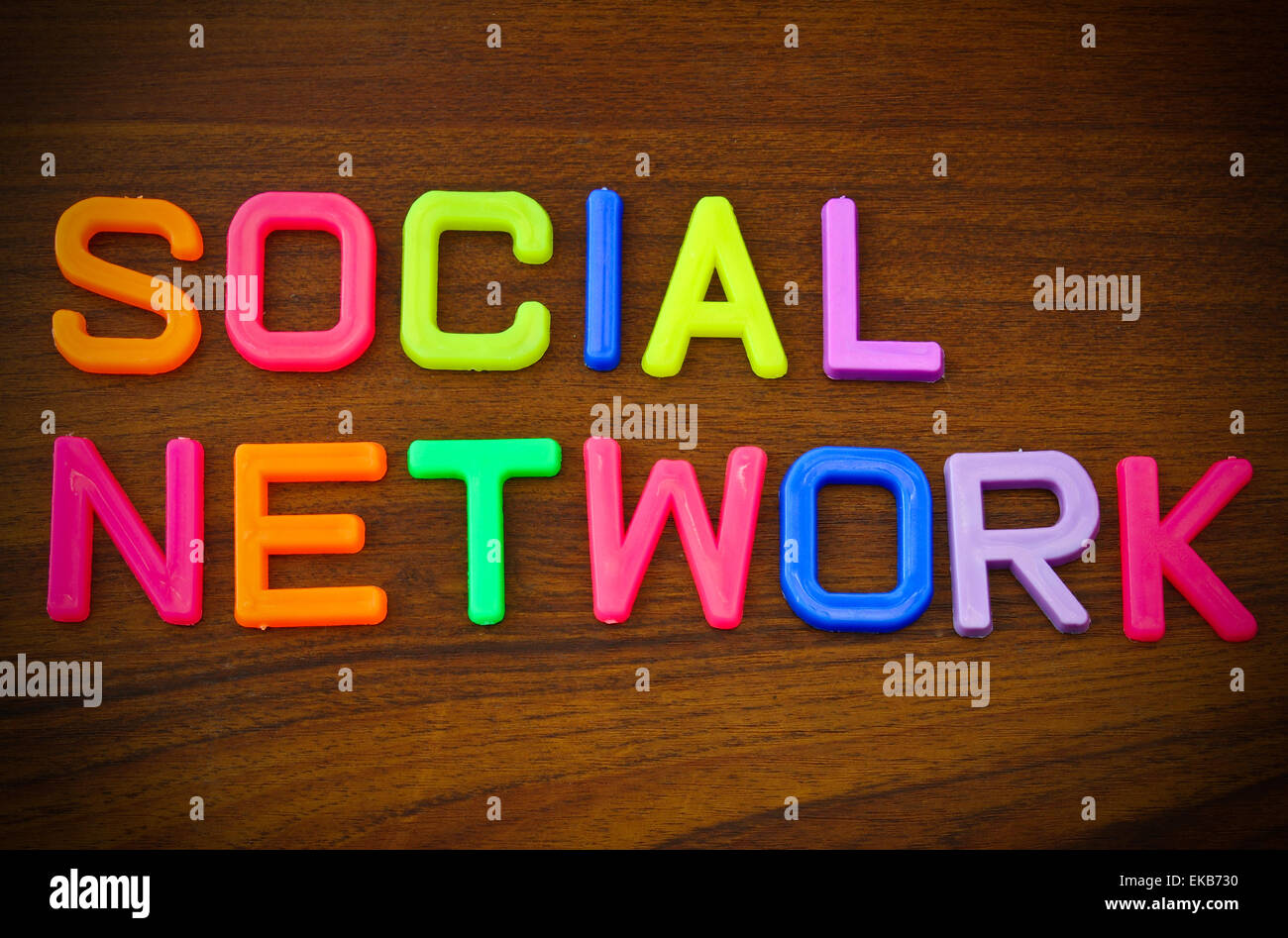 Social network in colorful toy letters on wood background Stock Photo ...