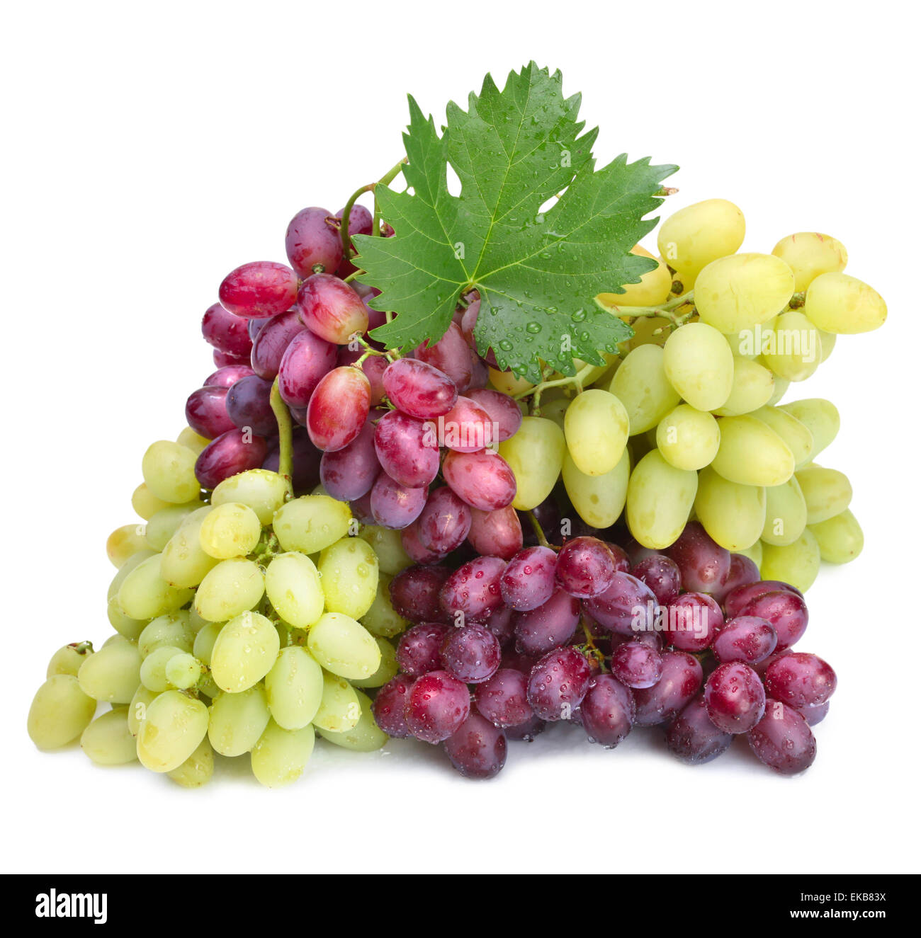 fresh rose and green grapes with leaf Stock Photo - Alamy