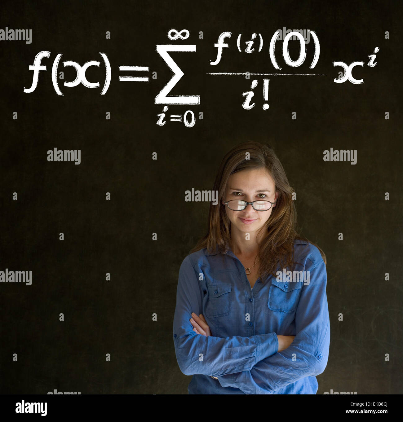 Learn math or maths teacher with chalk background Stock Photo - Alamy