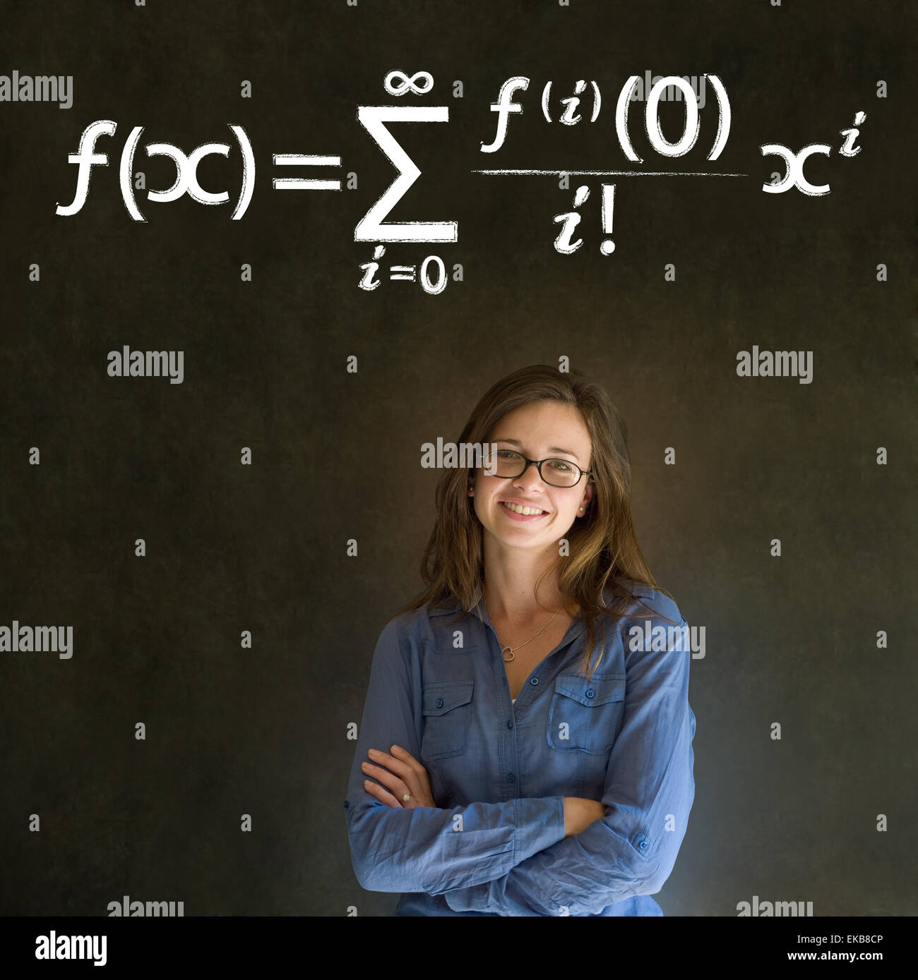 Learn math or maths teacher with chalk background Stock Photo - Alamy