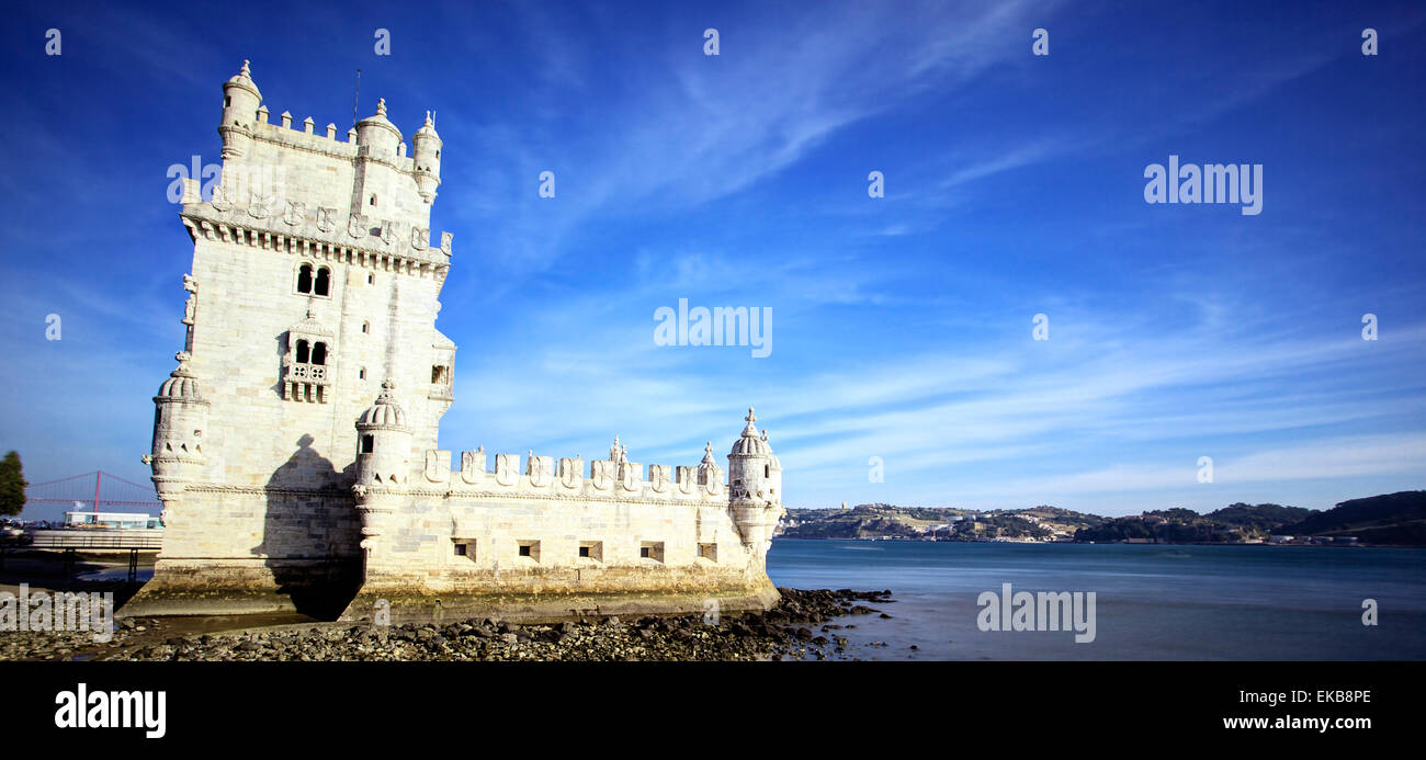 panoramic view of the Tower of Belem Stock Photo - Alamy