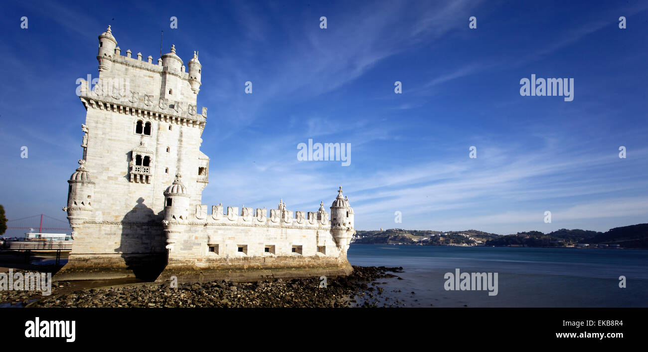 panoramic view Tower of Belem Stock Photo - Alamy