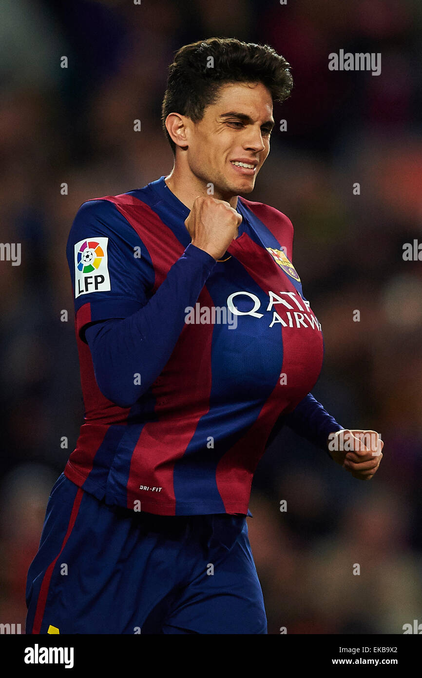 Marc Bartra (FC Barcelona) celebrates after scoring, during La Liga ...