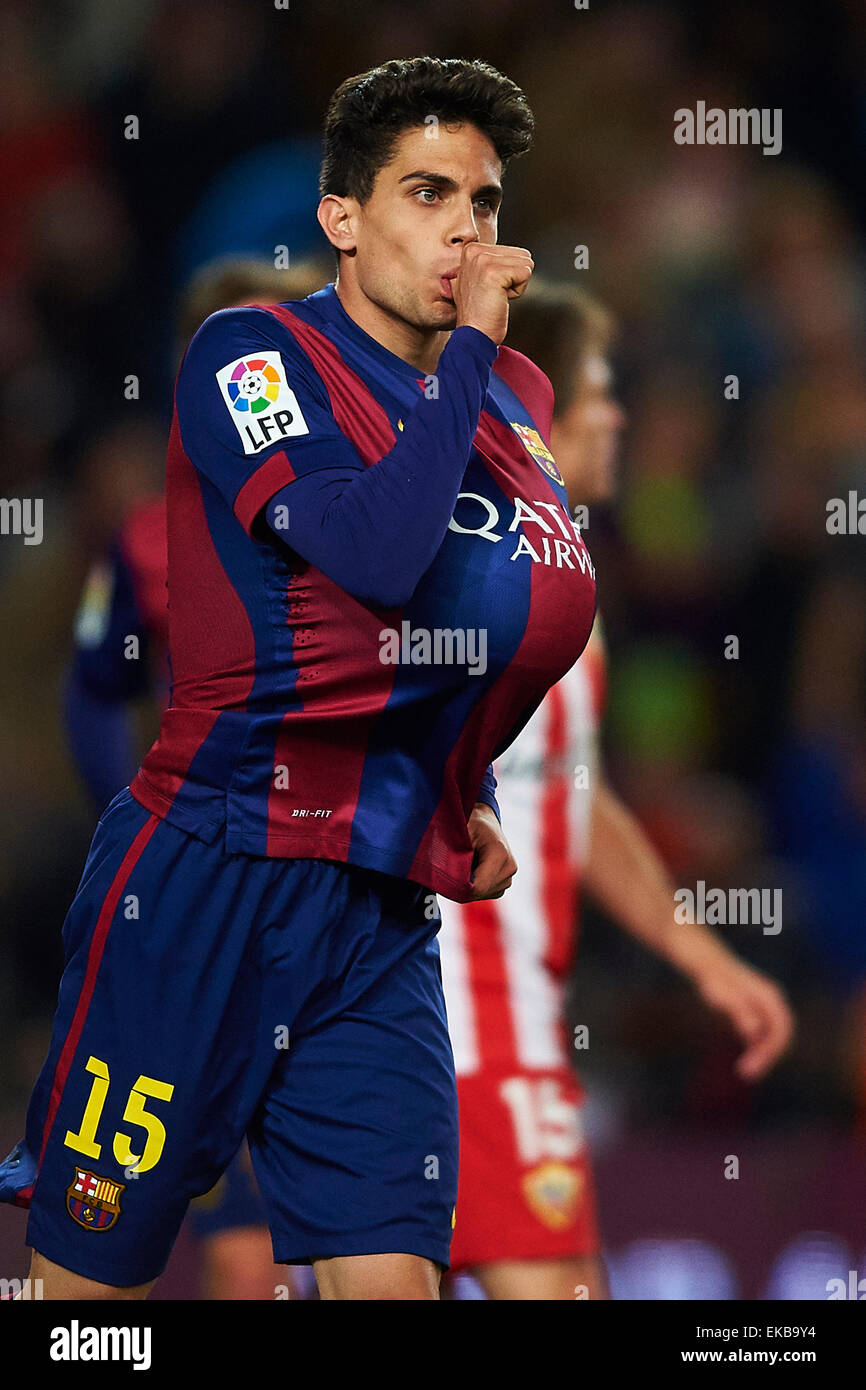 Marc Bartra (FC Barcelona) celebrates after scoring, during La Liga ...
