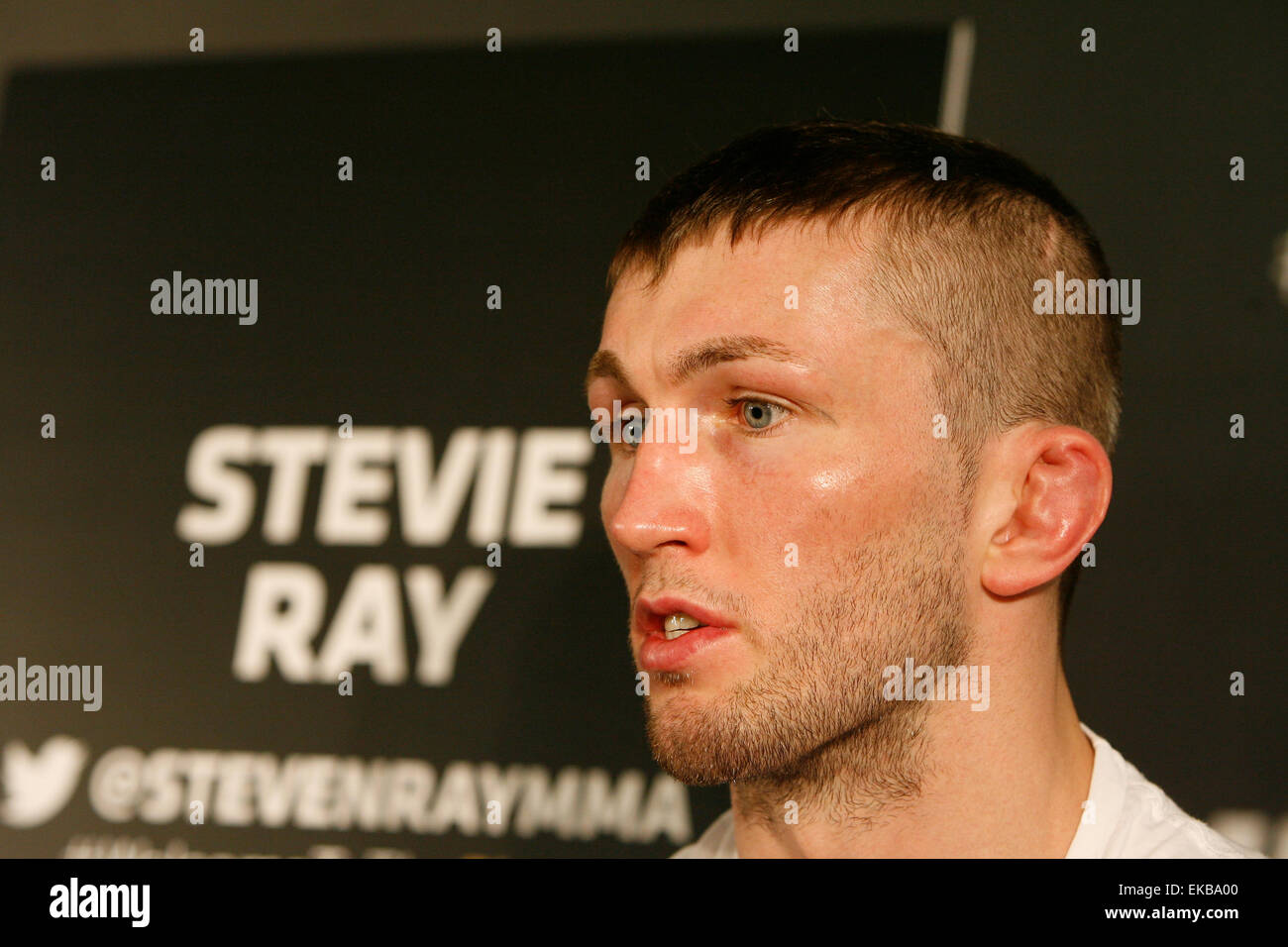 Krakow, Poland. 08th Apr, 2015. Stevie 'Braveheart' Ray Poses for the ...