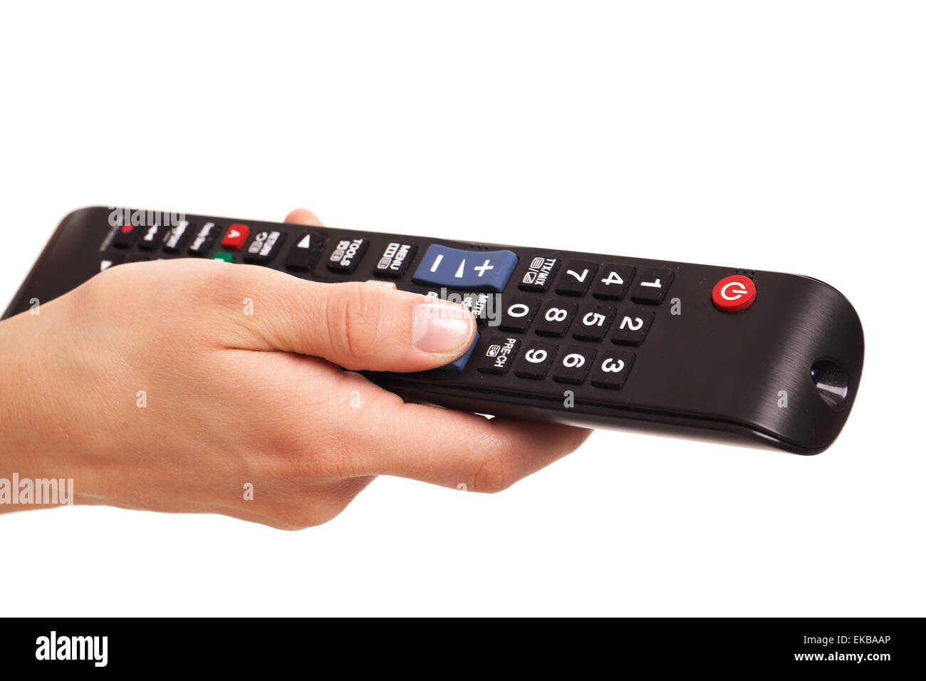 TV console in woman's hand Stock Photo - Alamy