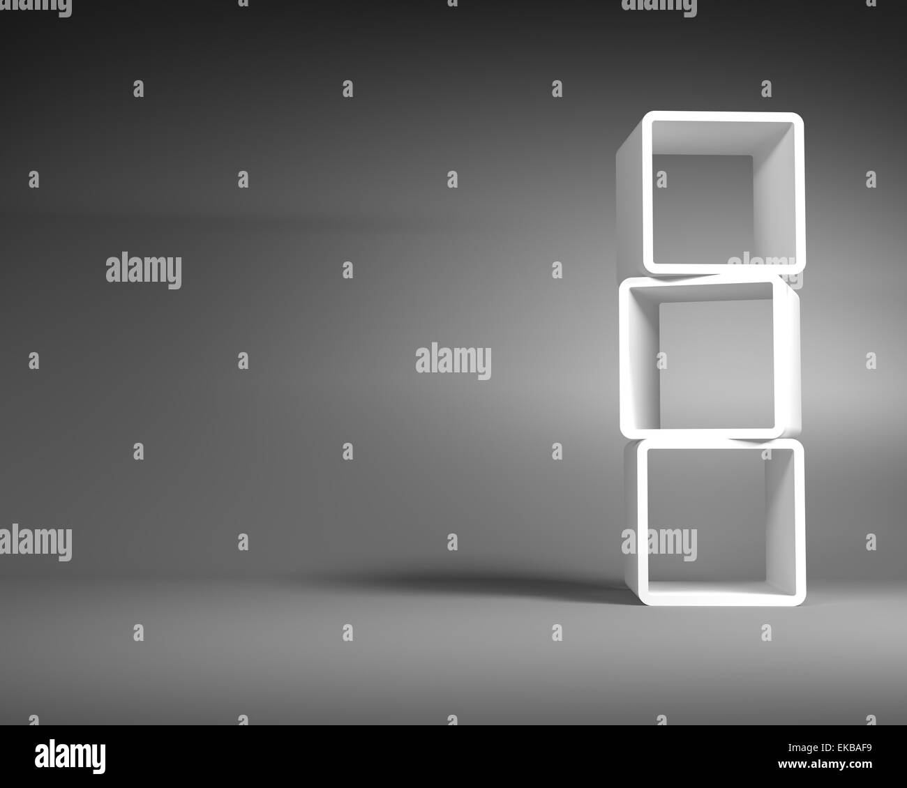 White Abstract Rectangle Frames Standing in the Gray Room Stock Photo ...