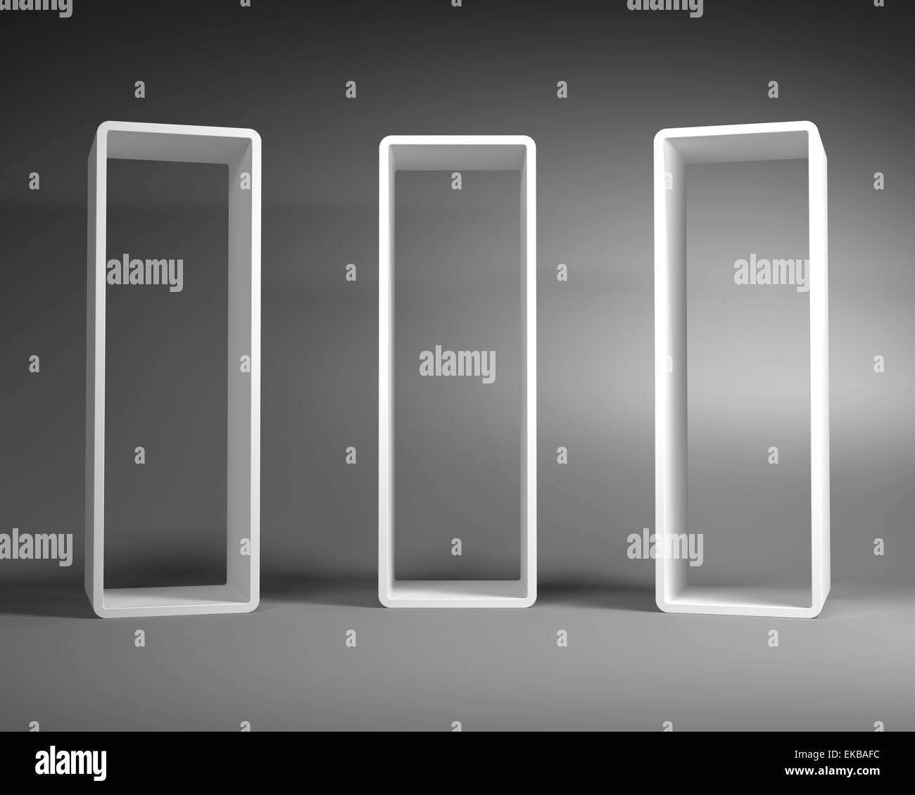 White Abstract Rectangle Frames Standing in the Gray Room Stock Photo ...