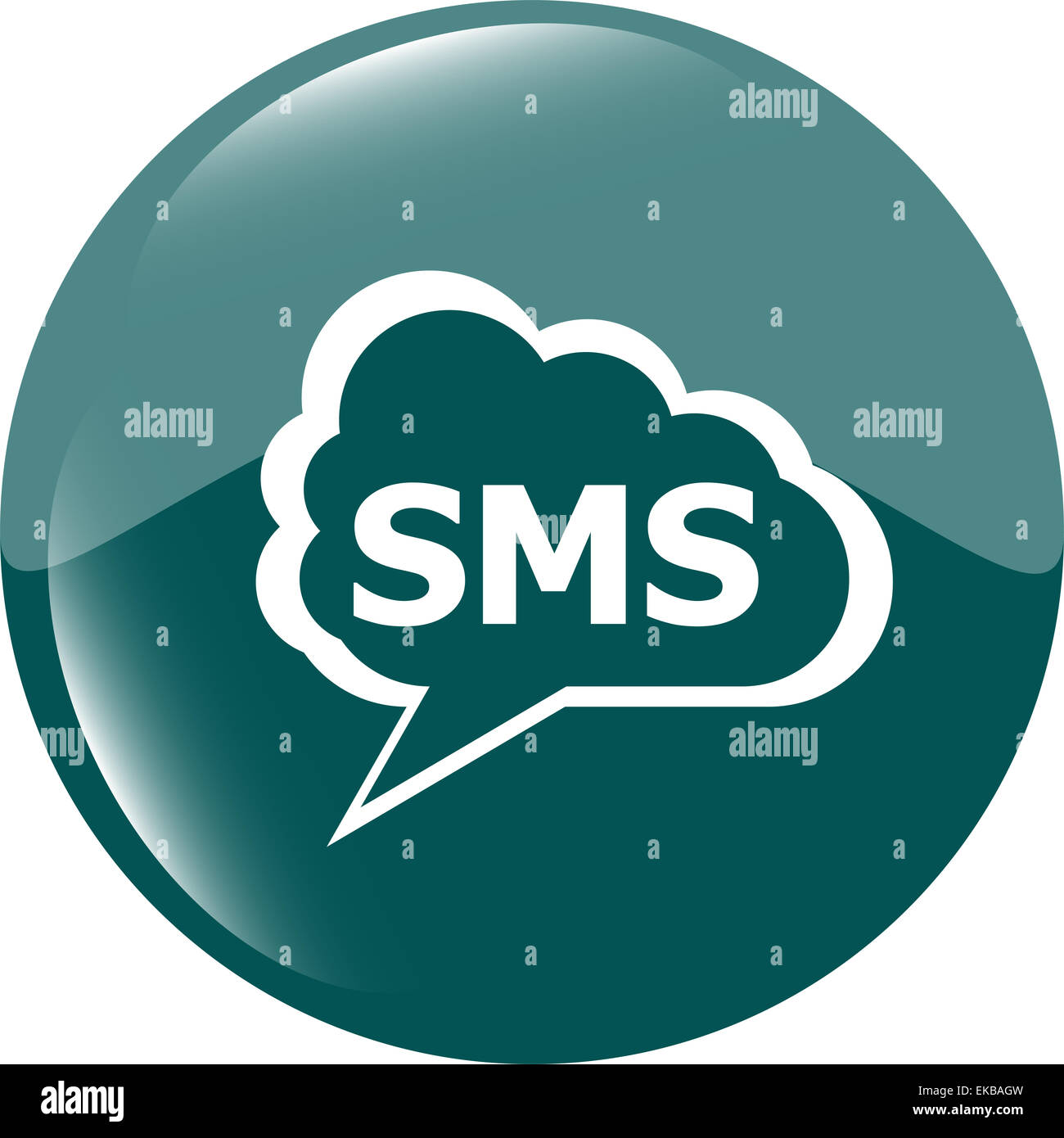 sms green circle glossy web icon on white background Stock Photo - Alamy