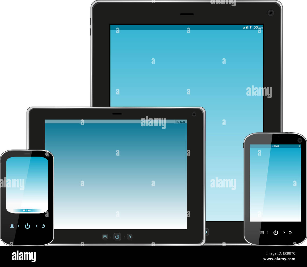 Tablet pc and smartphone with blue screen Stock Photo - Alamy