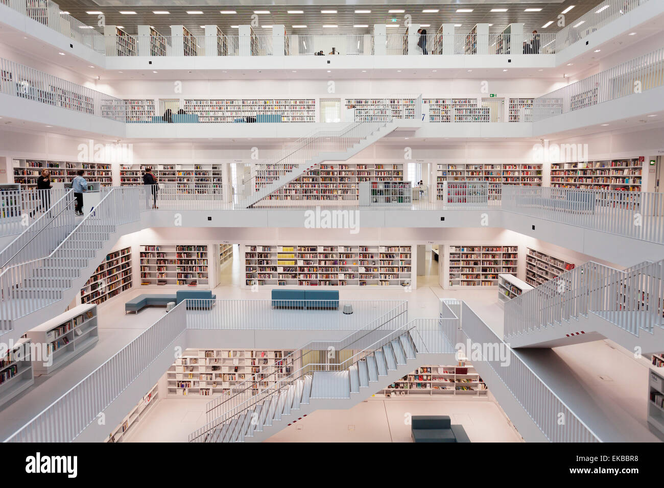 Interior view, New Public Library, Mailaender Platz Square, Architect ...