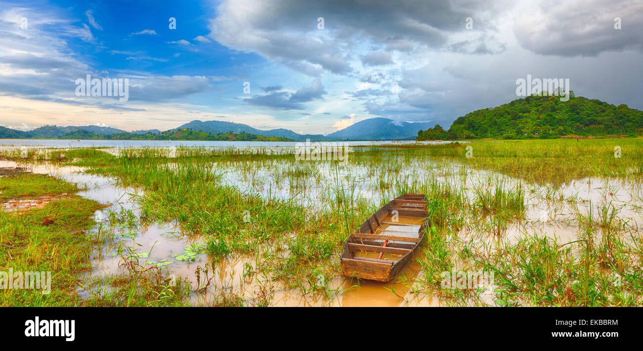 Panorama of a Lak lake at sunrise Stock Photo - Alamy