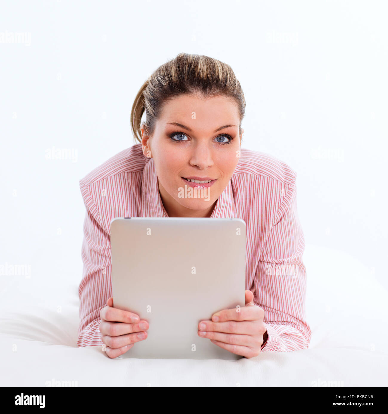 woman with tablet Stock Photo - Alamy