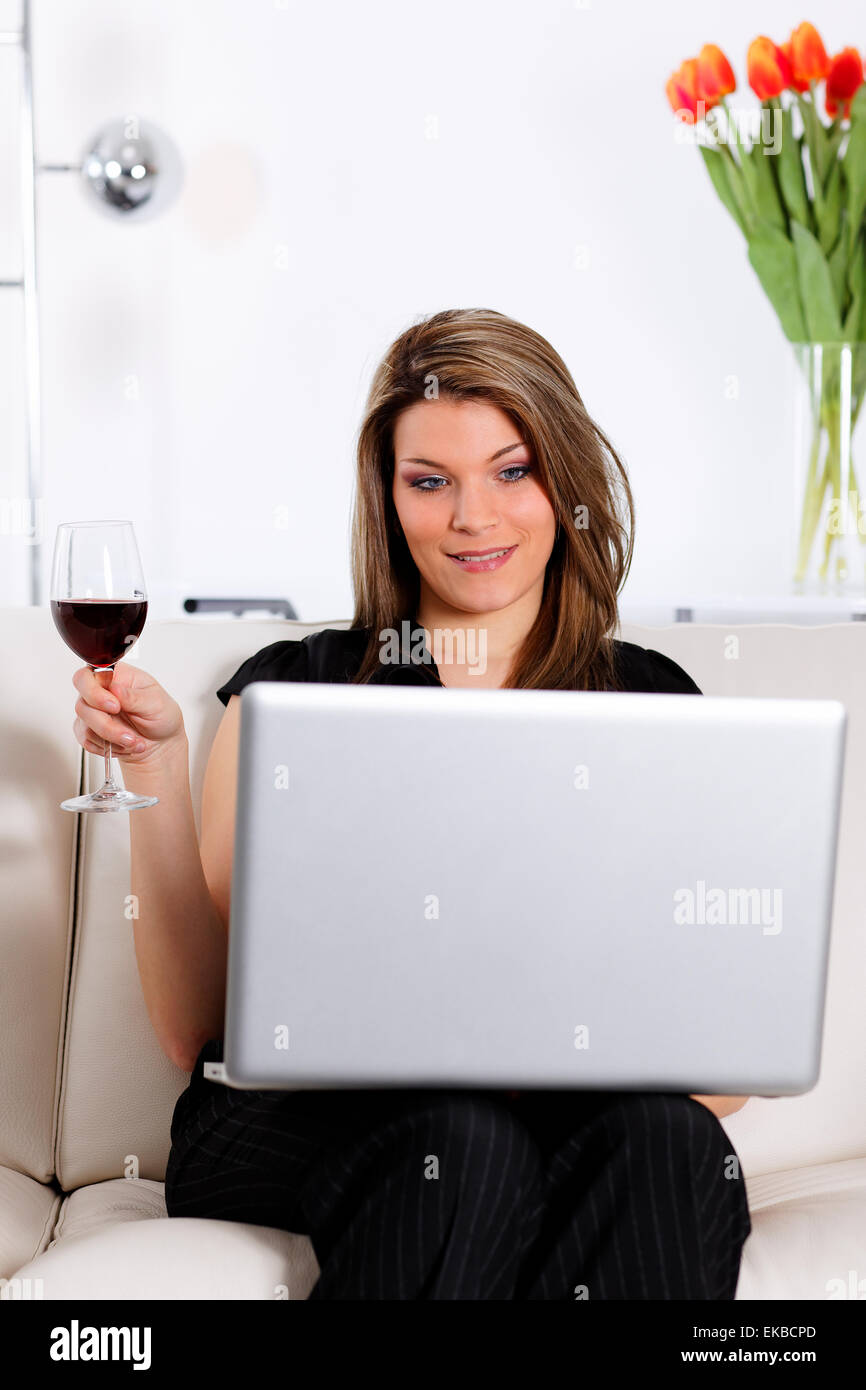 computer and wine Stock Photo - Alamy