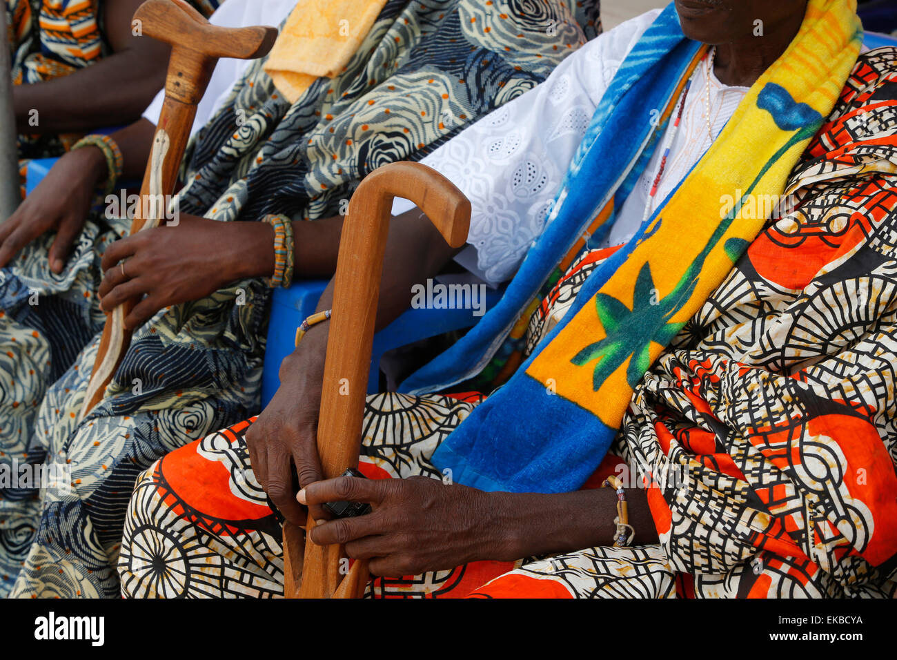 Chiefs attending the Ouidah Voodoo festival, Ouidah, Benin, West Africa ...