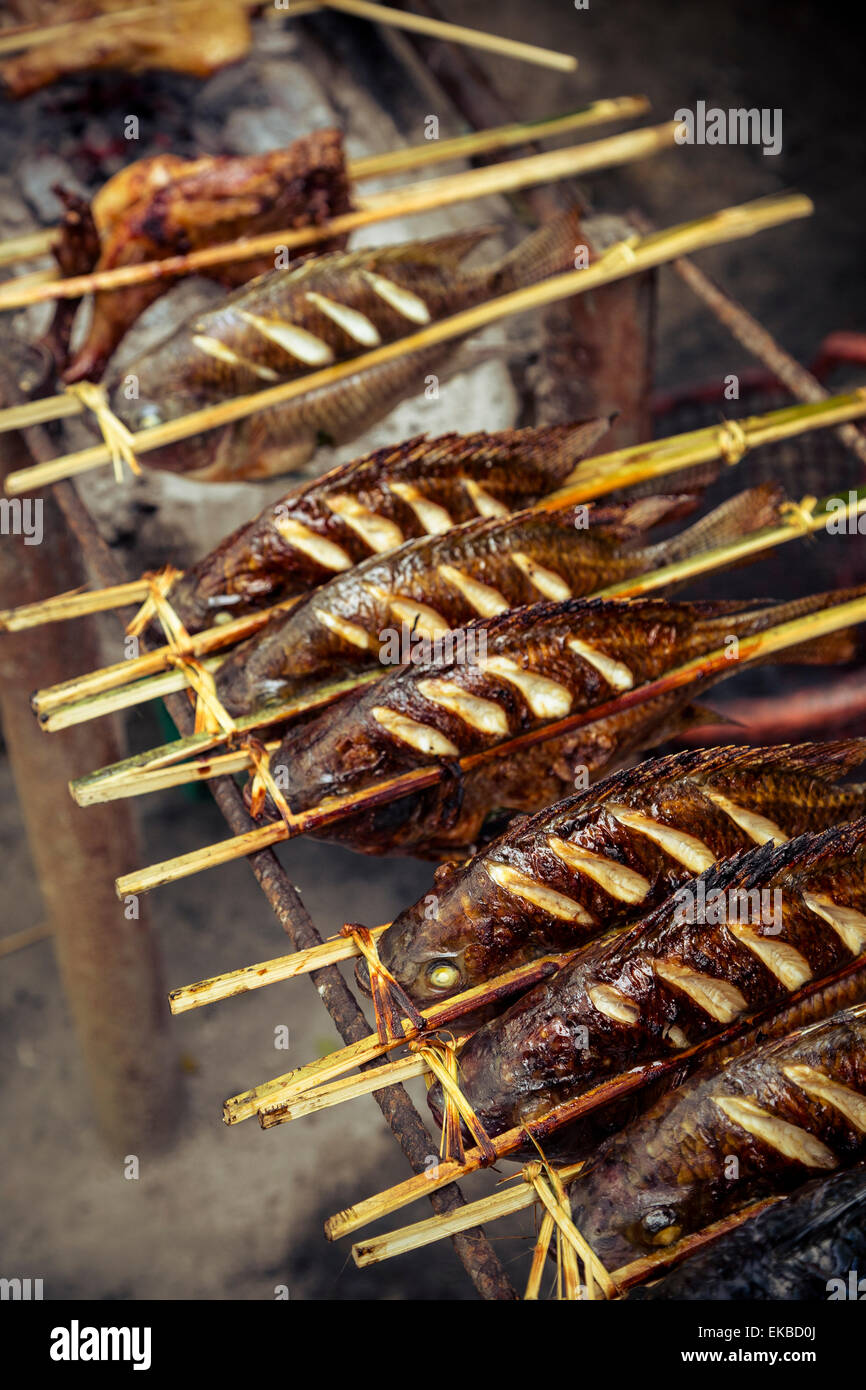 Grilled fish, Luang Prabang, Laos, Indochina, Southeast Asia, Asia ...