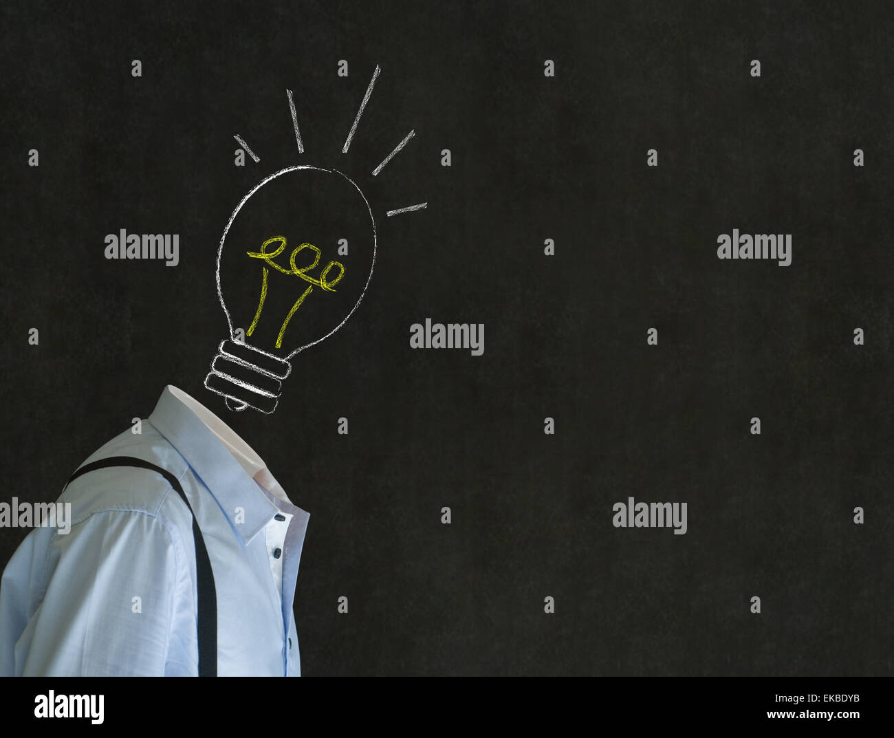Bright idea man with chalk lightbulb head Stock Photo - Alamy