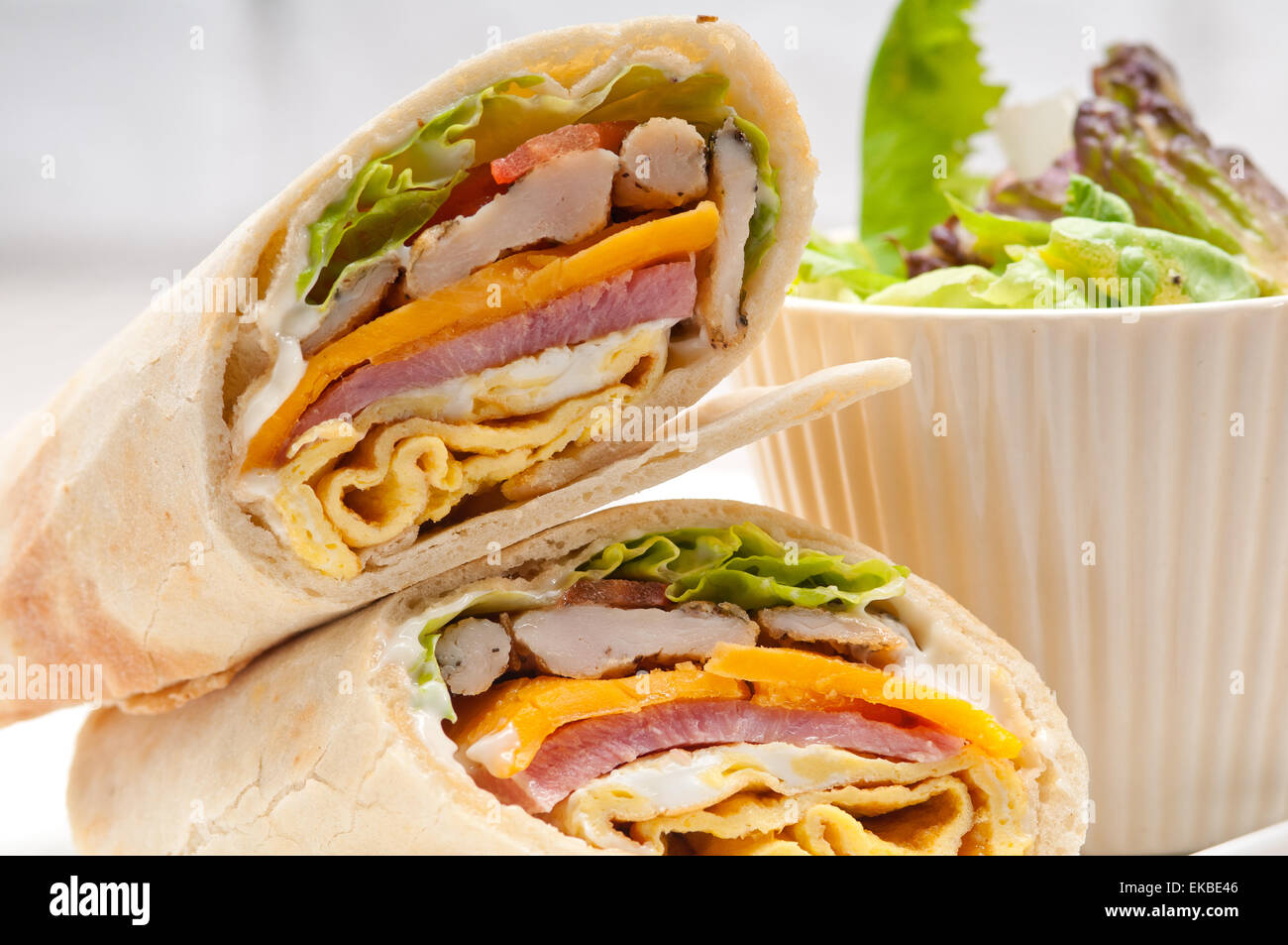 club sandwich pita bread roll Stock Photo - Alamy