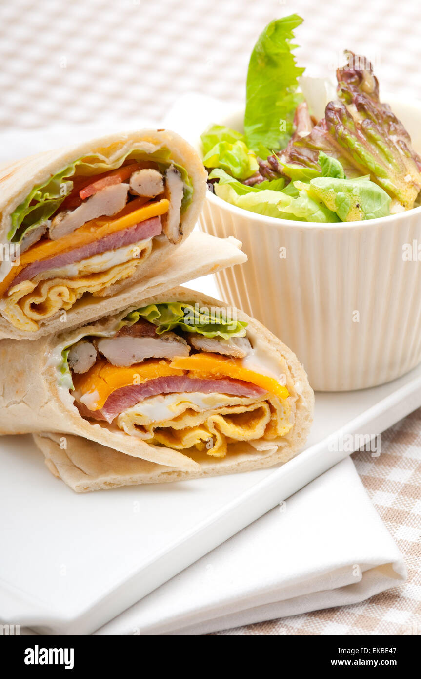 club sandwich pita bread roll Stock Photo - Alamy