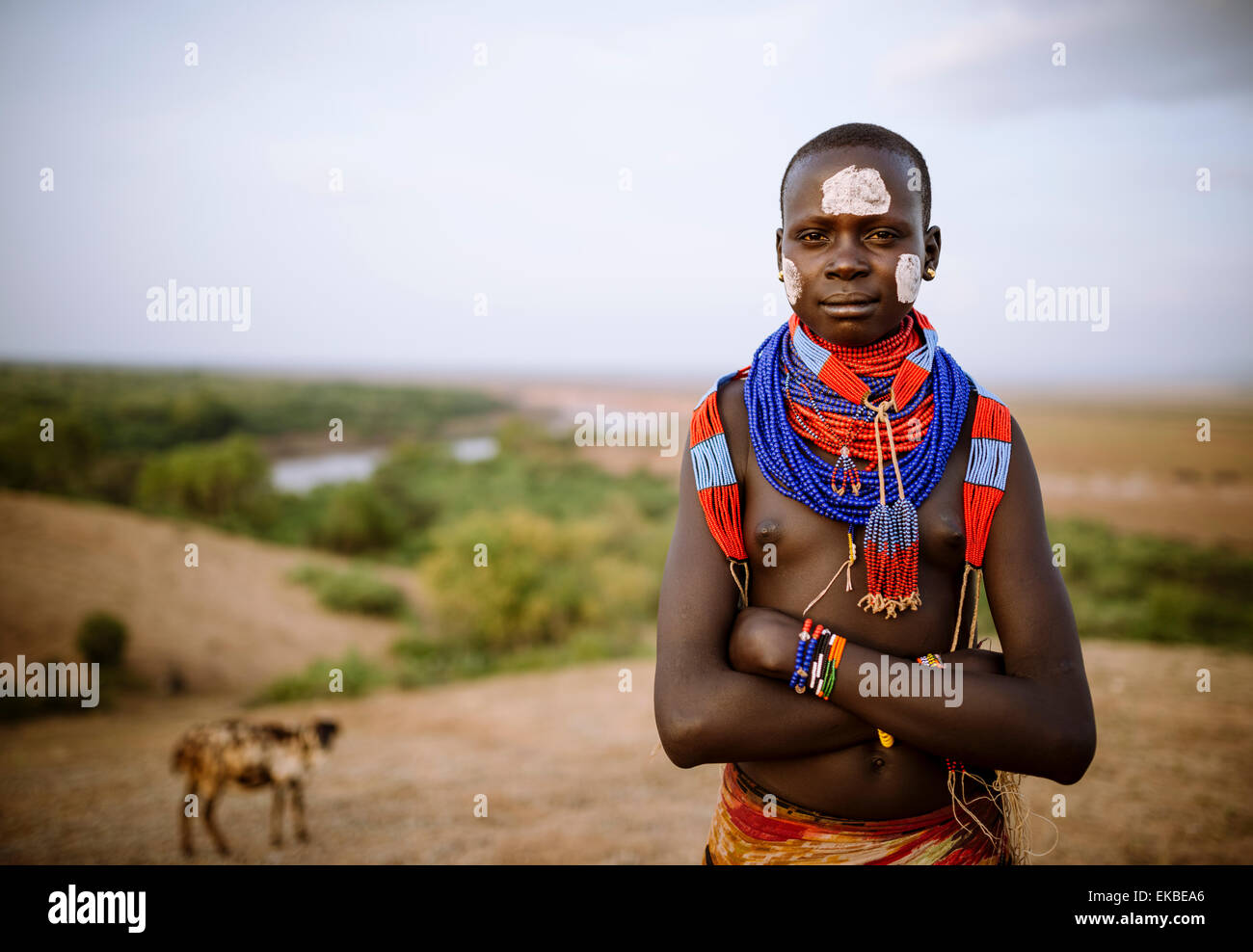 Portrait of Warsha, Kara Tribe, Korcho Village, Omo Valley, Ethiopia ...