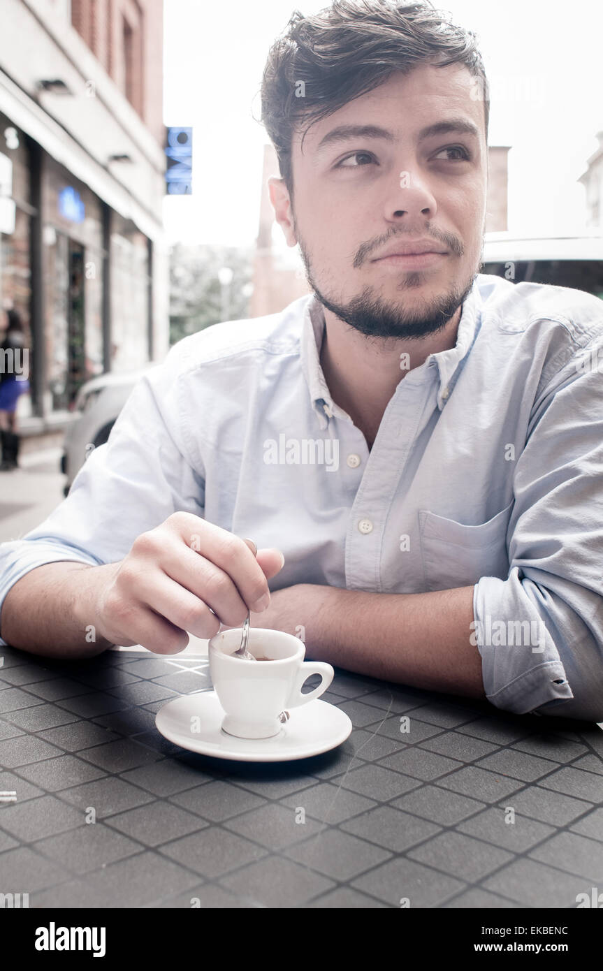 stylish man drinking a coffee at the bar Stock Photo - Alamy