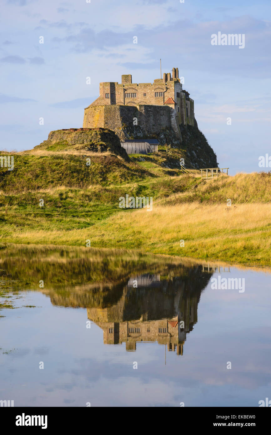 Lindisfarne castle reflection fortress northumberland english holy ...