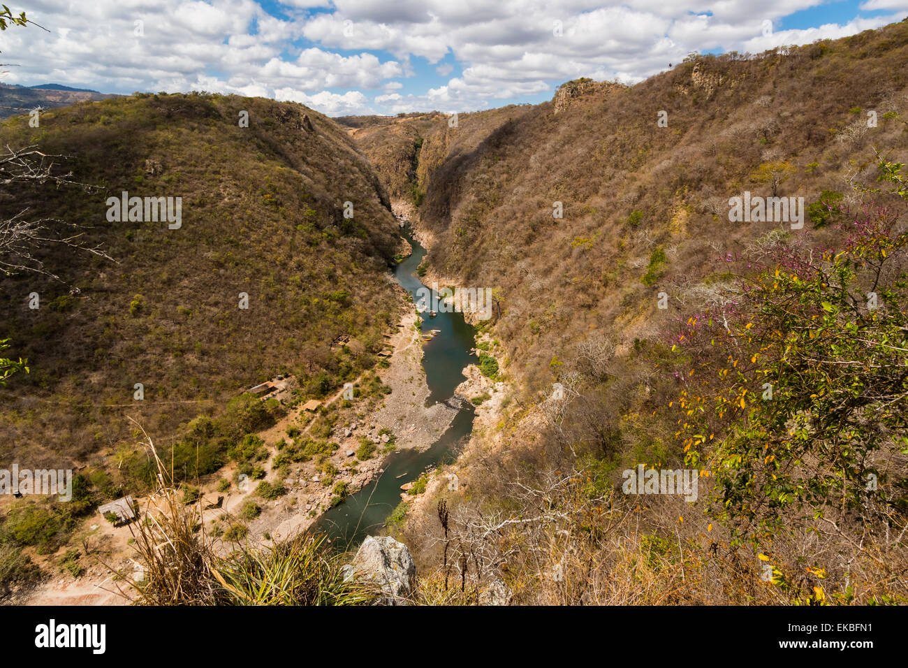 Boat navigable part of the Coco River before it narrows into the Somoto ...