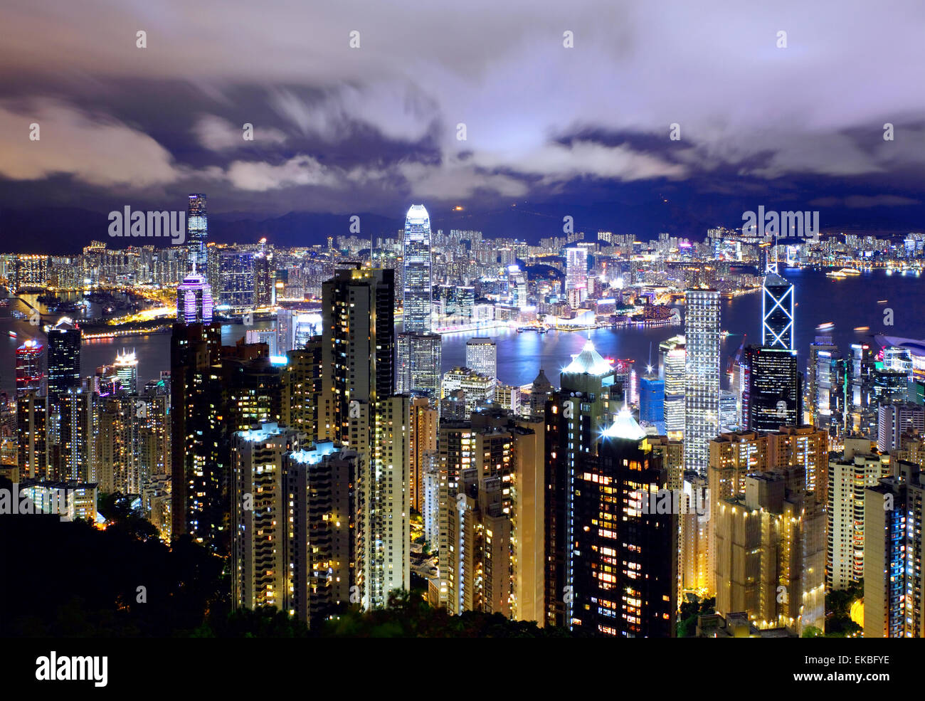 Hong Kong Skyline at night Stock Photo - Alamy