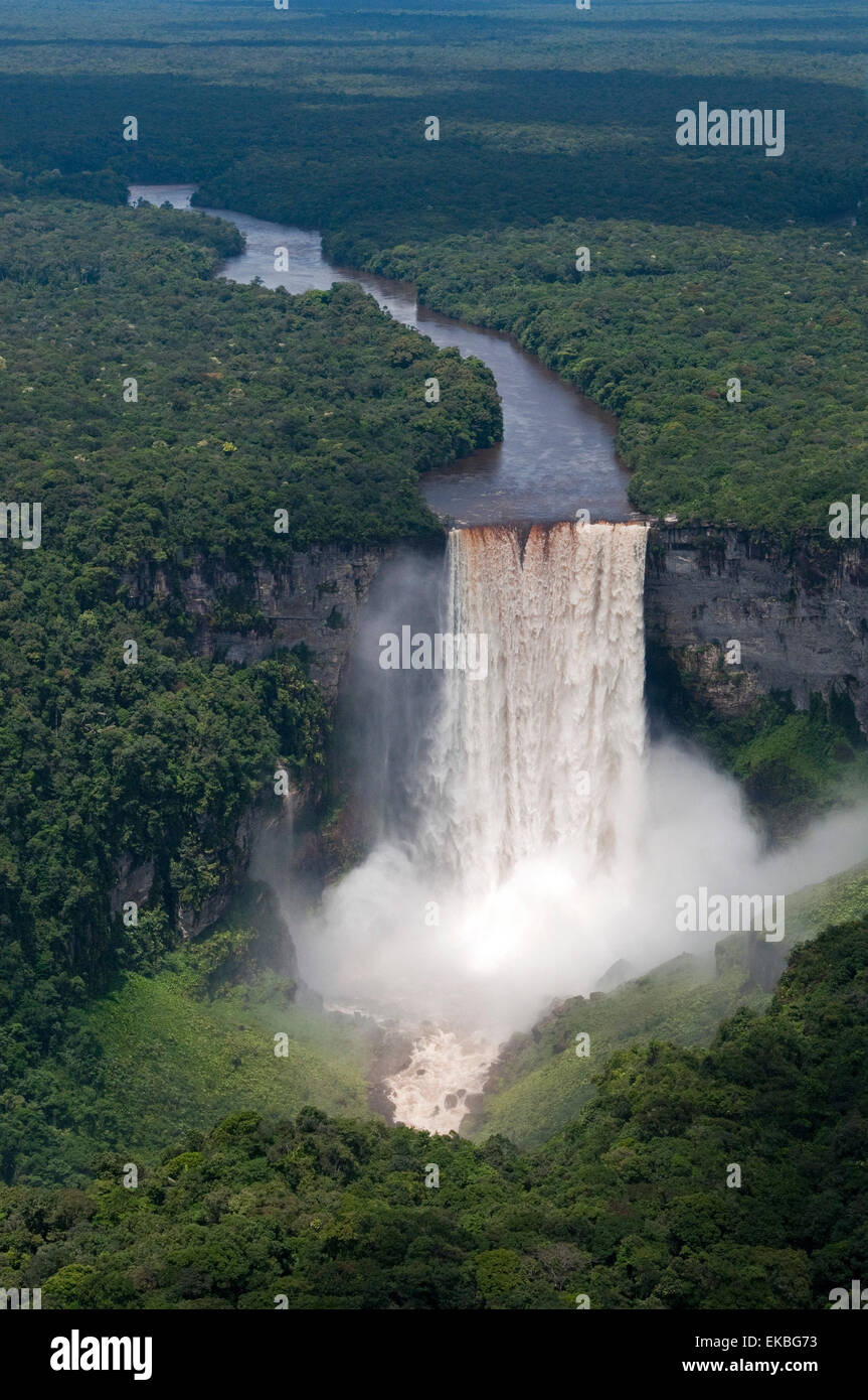 Aerial view of Kaieteur Falls and the Potaro River in full spate ...