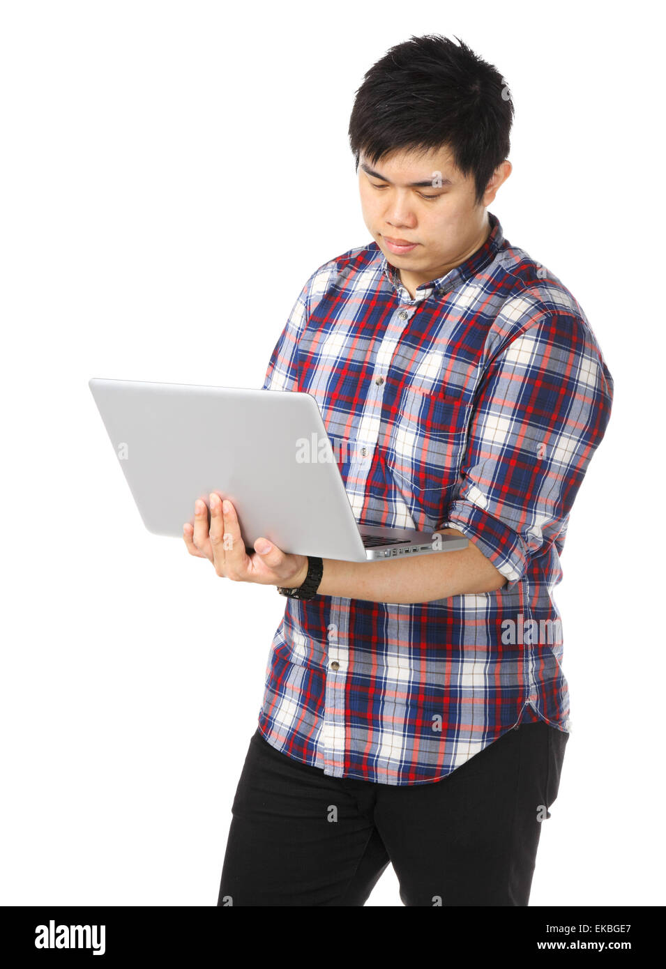 Young asian man using computer Stock Photo - Alamy