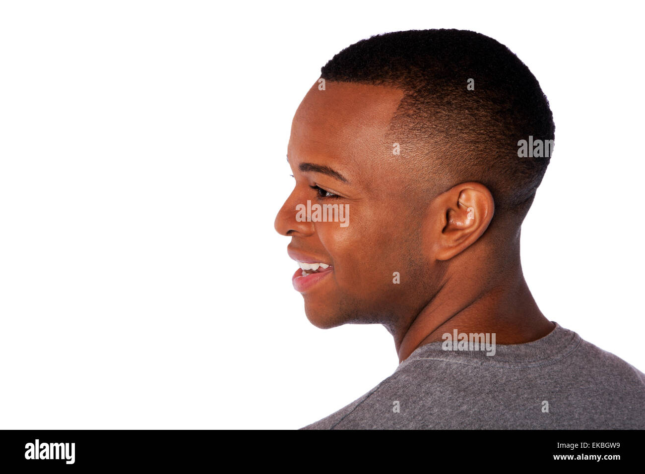 Neck and side of happy man face Stock Photo - Alamy
