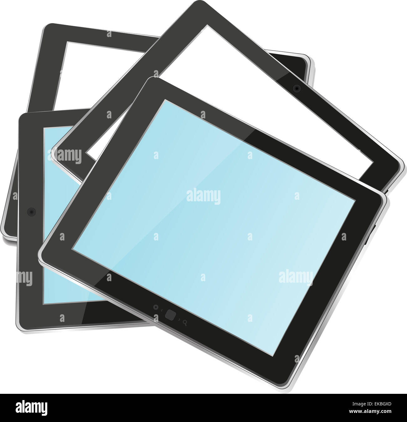 different colored vertical tablet pc set with copyspace on the screen ...