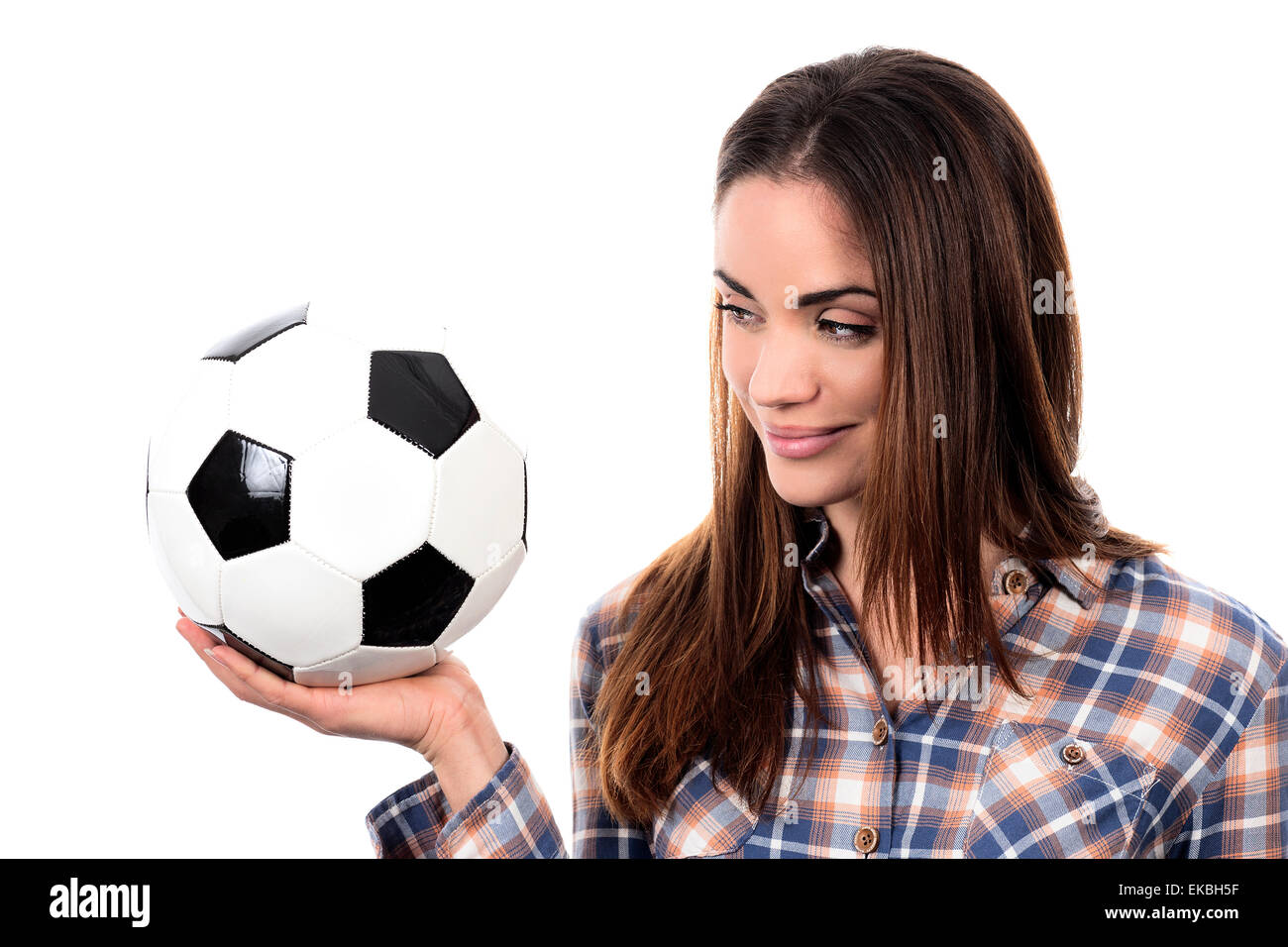 Beautiful woman with ball Stock Photo - Alamy