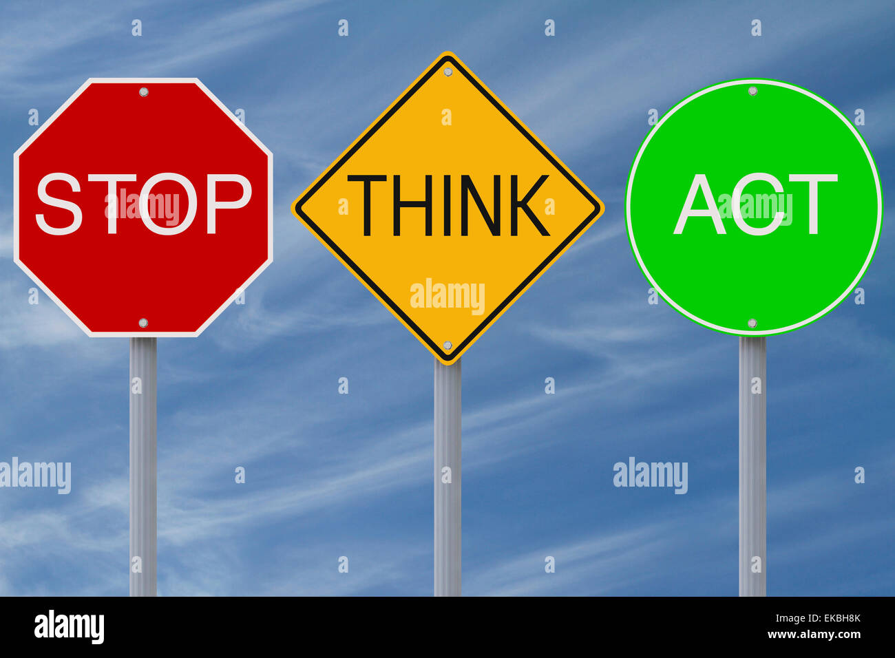 Stop Think Act Stock Photo - Alamy