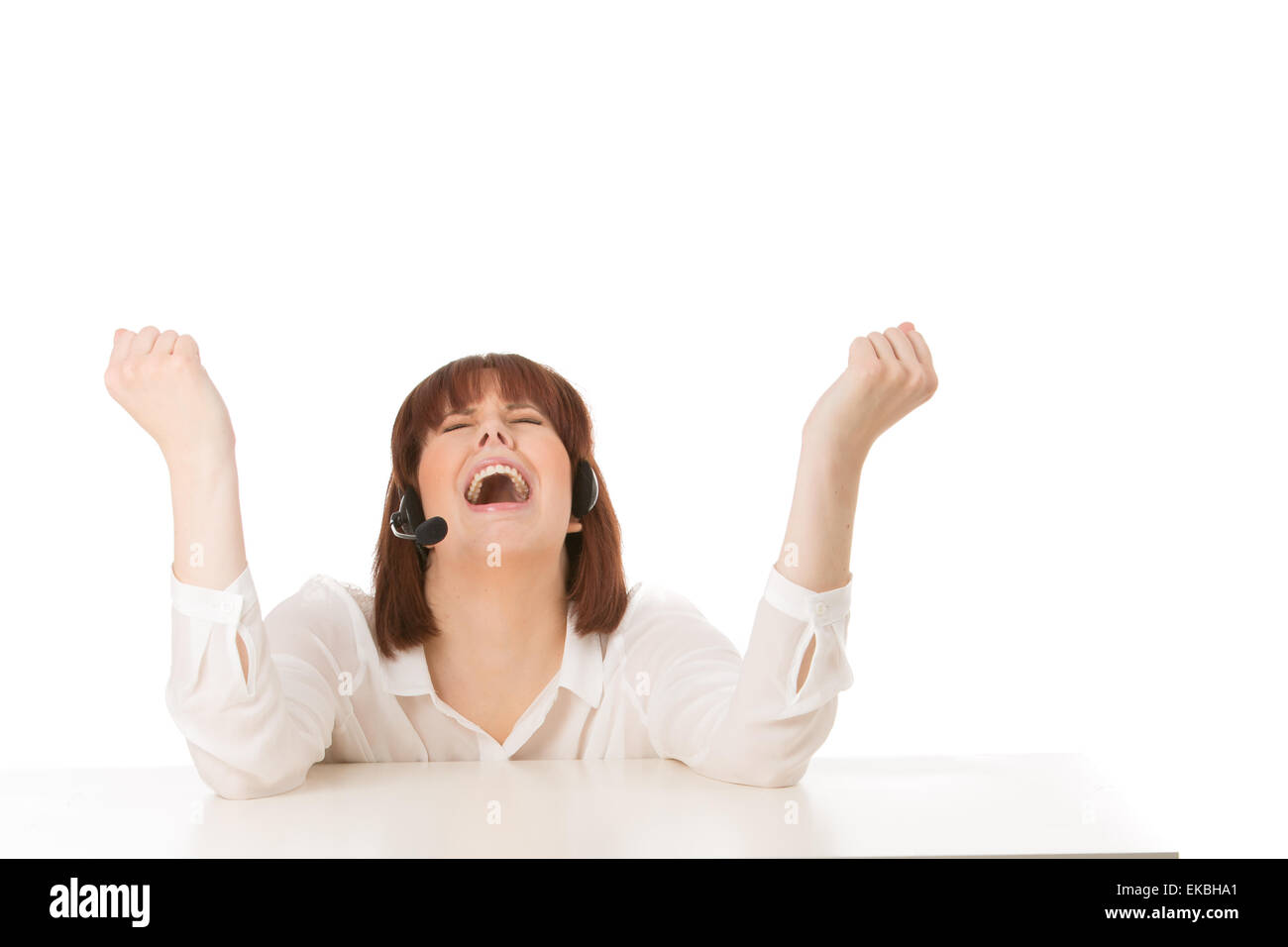 Super excited businesswoman Stock Photo - Alamy