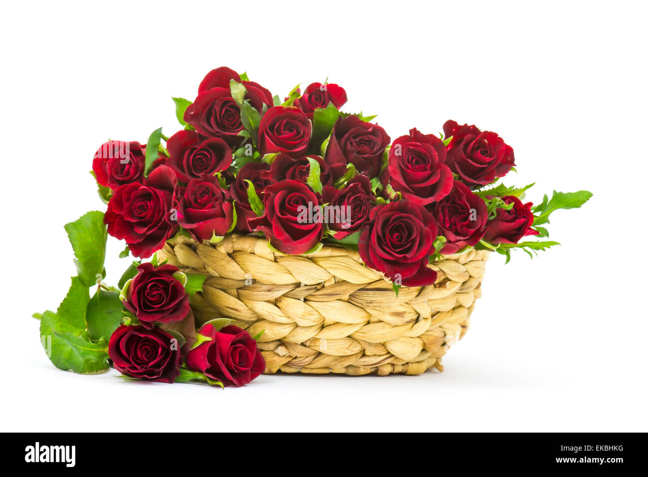 red roses in a basket Stock Photo - Alamy