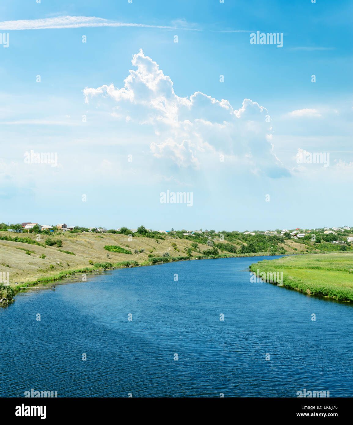 river and light clouds over it Stock Photo - Alamy
