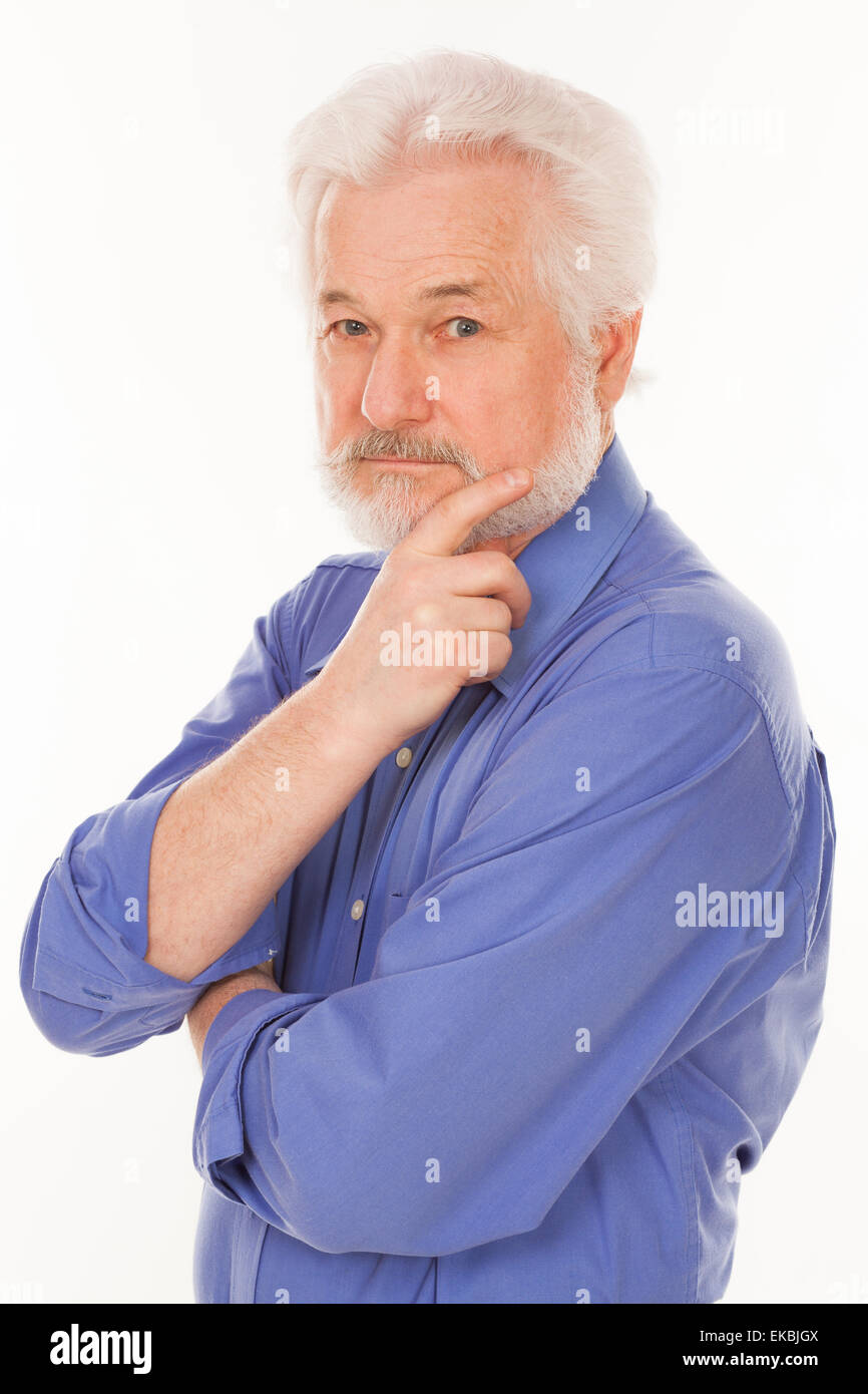 Handsome elderly man thoughtful Stock Photo - Alamy