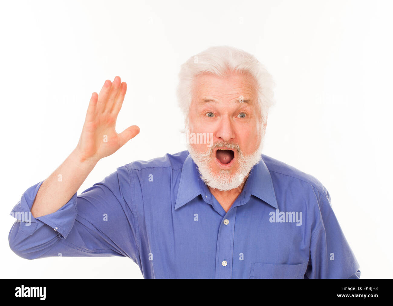 Elderly man with beard shouting Stock Photo - Alamy